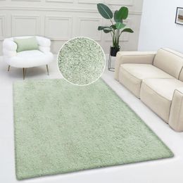 Teppich OTTO HOME "Desner, Hochflor Teppiche" Gr. 5, gr&uuml;n, B:200cm H:35mm L:200cm, Kunstfaser, Teppiche, Teppich, Mikrofaser, weich, flauschig, Wohnzimmer, Schlafzimmer, Kinderzimmer
