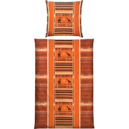 Erwin M&uuml;ller Erwin M&uuml;ller Fein Flanell Bettw&auml;sche in orange | Gr.: 135x200 cm (80x80 cm)