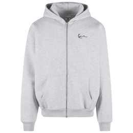 Kapuzenpullover Karl Kani "Karl Kani Chest Signature Essential Os Zip Hoodie", Herren, Gr. M, ash grau, 65% Baumwolle, 35% Polyester, oversize, ohne Ausschnitt, Pullover Kapuzenpullover