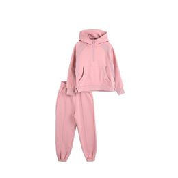 Solang Hooded Tracksuit mit Half-Zip und K&auml;ngurutasche M&auml;dchen Gr&ouml;&szlig;e 134 pink