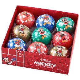 Disney Christbaumkugel-Set Mickey and friends, Blau, Gr&uuml;n, Rot, Kunststoff, 9-teilig, 7.5x7.5x7.5 cm, Dekoration, Weihnachtsdekoration, Weihnachtsbaumschmuck, Weihnachtskugeln