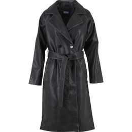 Winterjacke Urban Classics "Urban Classics Ladies Vintage Trenchcoat", Damen, Gr. L, schwarz, 100% Polyester, unifarben, normal, amerikanischer Ausschnitt, Jacken Winterjacke