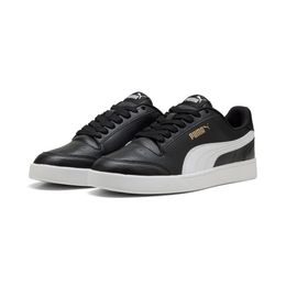 Sneaker Puma "SHUFFLE", Damen, Gr. 44,5, Puma schwarz, Puma wei&szlig;, Puma team gold, Synthetik, colorblocking, Schuhe Sneaker, mit perforiertem Obermaterial, atmungsaktiv, mit SOFTFOAM+ D&auml;mpfung