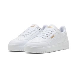 Sneaker Puma "SHUFFLE DOWNTOWN LO JR", Jungen, Gr. 37,5, wei&szlig; (Puma wei&szlig;, Puma wei&szlig;, Puma gold), Synthetik, Schuhe Sneaker, mit Schn&uuml;rverschluss, mit Gummilaufsohle, innen aus Textil