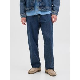 Jack & Jones Relax-fit-Jeans JACK & JONES "JJIALEX JJORIGINAL SQ 738", Herren, Gr. 32, L&auml;nge 32, blau denim, Denim/Jeans, Obermaterial: 100% Baumwolle, Abriebeffekte, relaxed fit lang, Jeans, Baumwolle, baggy fit
