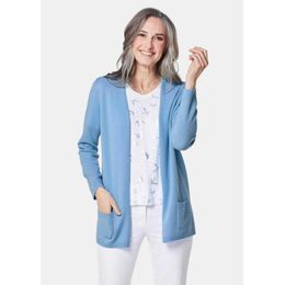 GOLDNER Langarm Feinstrick-Cardigan in pazifikblau | Gr.: 40