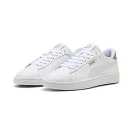 Sneaker Puma "SMASH 3.0 L", Damen, Gr. 36, silber (Puma wei&szlig;, silber mist, plum jam), unifarben, Schuhe Sneaker, mit sportlicher Optik, mit leicht profilierter Gummilaufsohle