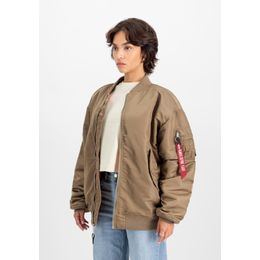 Bomberjacke Alpha Industries "MA-1 Core W", Damen, Gr. M/L, grau (taupe), Obermaterial: 100% Nylon; Futter: 100% Nylon; F&uuml;llung: 100% Polyester, Jacken Bomberjacke