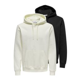 Only & Sons ONLY & SONS Sweatshirt / Hoodie Connor in Schwarz / creme | Gr.: L