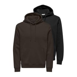 Only & Sons ONLY & SONS Sweatshirt / Hoodie Connor in Schwarz / dunkelbraun | Gr.: L