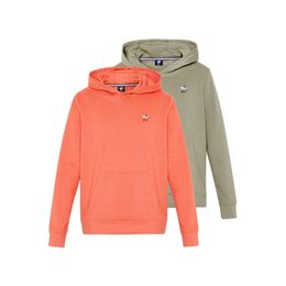 POLO SYLT Sweatshirt / Hoodie Basic in Orange / dunkelgr&uuml;n | Gr.: M