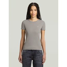 G-Star Raw T-Shirt G-STAR "Rib Cap Sleeve T-Shirt", Damen, Gr. L, wild dove, Obermaterial: 94% Baumwolle, 6% Elasthan, Shirts T-Shirt