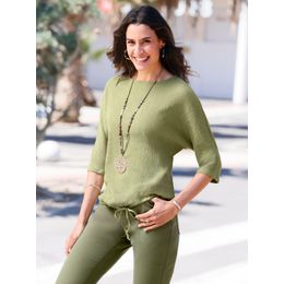 Fledermausshirt Inspirationen "Fledermaus-Shirt", Damen, Gr. 42, gr&uuml;n (schilf), 70% Viskose, 27% Polyester, 3% Elasthan, unifarben, U-Boot-Ausschnitt, Shirts Fledermausshirt