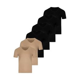Ragman Unterhemd / Shirt Kurzarm Basic in Schwarz / beige | Gr.: XXL