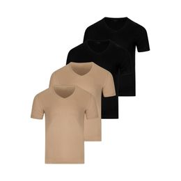 Ragman Unterhemd / Shirt Kurzarm Basic in Schwarz / beige | Gr.: 3XL