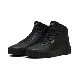 Sneaker Puma "CARINA 3.0 MID", Damen, Gr. 37,5, schwarz (Puma schwarz, Puma gold), Schuhe Sneaker, kn&ouml;chelhoher Schnitt, Schn&uuml;rung, nicht herausnehmbare Innensohle