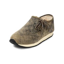 PAULGOS Haferlschuh Trachten Sneaker Schn&uuml;rschuh Echtleder in Krokodilgr&uuml;n | Gr.: 47