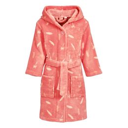Playshoes Fleece-Bademantel Surfbrett Palmen in rosa | Gr.: 134-140