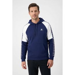 Kapuzensweatshirt Champion "Sports-inspired Interlock Hoodie with Tape detailing", Herren, Gr. M, nava, wht, Obermaterial: 82% Baumwolle, 18% Polyester, normal, Rundhals, Sweatshirts, f&uuml;r sportliche Aktivit&auml;ten, mit Rundhalsausschnitt