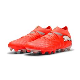 Fu&szlig;ballschuh Puma "FUTURE 9 PRO FG/AG", Gr. 44, glowing rot, Puma wei&szlig;, Puma schwarz, Puma silber, Synthetik, Schuhe Fu&szlig;ballschuh, f&uuml;r Rasenpl&auml;tze, kn&ouml;chelhohe Schuhh&ouml;he, Obermaterial aus Synthetik