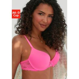 Schalen-BH Lascana, Damen, Gr. 70, Cup B, pink, Spitze, Obermaterial: 86% Polyamid, 8% Polyester, 6% Elasthan, BHs Schalen-BH, mit B&uuml;gel und h&uuml;bschem Spitzenr&uuml;cken, sexy Dessous