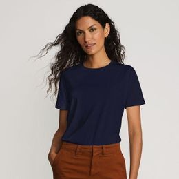 LANDS' END Supima Kurzarm-Shirt mit rundem Ausschnitt, Damen,  Blau, Baumwolle, by Lands' End