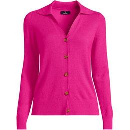 LANDS' END Relaxter Kaschmir-Cardigan mit V-Ausschnitt, Damen,  Rot, by Lands' End