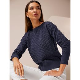 Strickpullover Heine "Pullover", Damen, Gr. 44, blau (marine), 50% Viskose, 28% Polyester, 22% Polyamid, unifarben, Pullover Strickpullover
