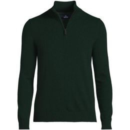 LANDS' END Kaschmir-Pullover mit Rei&szlig;verschluss, Herren,  Gr&uuml;n, Kaschmir, by Lands' End