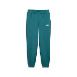 Trainingshose Puma "ESS 2 COLOR NO. 1 LOGO SWEATPANTS FL CL", Herren, Gr. S, N-Gr, emerald ice, Fleece, Obermaterial: 66% Baumwolle, 34% Polyester, bedruckt, regular fit normal, Hosen Trainingshose, mit Eingrifftaschen, elastischer Bund mit Kordelzug