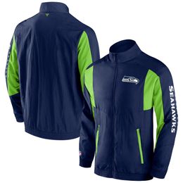 Bomberjacke Fanatics "Fanatics Jacke Seattle Seahawks Woven Track", Damen, Gr. M, blau, 100% Polyester, Jacken Bomberjacke
