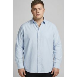 Jack & Jones PlusSize Langarmhemd "JJEBREEZE LINEN BLEND SHIRT L/S SN PLS", Herren, Gr. 6XL, N-Gr, celestial blau, Web, Obermaterial: 70% Baumwolle, 30% Leinen, JACK & JONES PLUSSIZE, Hemden, mit auff&auml;lliger Knopfleiste