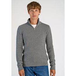 Troyer LINDBERGH "Troyer Relaxed Fit", Herren, Gr. XXL, grau (dk grau), Obermaterial: 60% Baumwolle, 40% Polyester, unifarben, Pullover Troyer