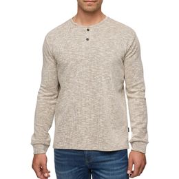 Langarmshirt INDICODE "INVitus", Herren, Gr. S, seal braun, Single Jersey, Obermaterial: 75% Baumwolle, 25% Polyester, meliert, regular fit normal, Rundhals, Shirts Langarmshirt