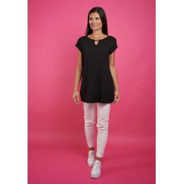 T-Shirt Seidel Moden, Damen, Gr. 40, schwarz (schwarz,99), Jersey, Obermaterial: 95% Viskose, 5% Elasthan, unifarben, regular fit Po-bedeckend, U-Boot-Ausschnitt, Shirts T-Shirt, mit &uuml;berschnittenen Schultern, MADE IN GERMANY