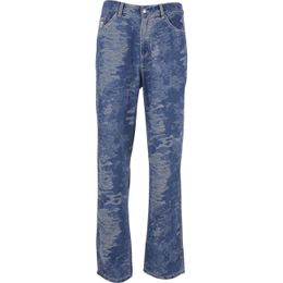 Stoffhose Karl Kani "Karl Kani OG K Distress Camo Five Pocket Denim", Herren, Gr. 32, Normalgr&ouml;&szlig;en, medium blau, 100% Baumwolle, unifarben, normal, Hosen Stoffhose