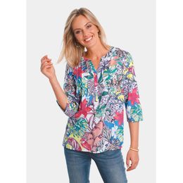 GOLDNER Kurzgr&ouml;&szlig;e: Blusenshirt mit Leo-Bl&uuml;ten-Muster in multicolor | Gr.: 19