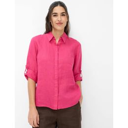 Kurzarmbluse Brax "Style VICKI", Damen, Gr. 48, pink, Web, 100% Leinen, Blusen