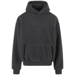 Kapuzenpullover Karl Kani "Karl Kani KK Metal Signature Teddy Hoodie", Herren, Gr. XL, grau, 100% Polyester, normal, ohne Ausschnitt, Pullover Kapuzenpullover