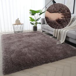 Hochflor-Teppich OTTO HOME "Micro exclusiv Teppich, sehr hoher Flor, weich durch Mikrofaser" Gr. 7, braun, B:240cm H:78mm L:320cm, Kunstfaser, Teppiche, sehr weich, flauschig, uni, Wohnzimmer, Schlafzimmer, Kinderzimmer