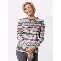WITT WEIDEN Stehkragen-Shirt in burgund-taupe-bedruckt | Gr.: 52