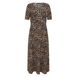 Zero Maxikleid kurzarm mit Leoprint in Beige/Black | Gr.: 36