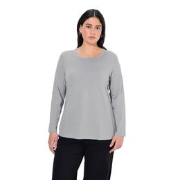 Ulla Popken Shirt in hellgrau m&eacute;lange | Gr.: 62/64