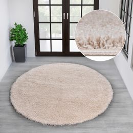 Teppich OTTO HOME "Shaggy 30" Gr. 9, beige (sand), H:30mm &Oslash;:140cm, Kunstfaser, Teppiche, Teppich, Teppich in Uni-Farben, besonders weich und kuschelig, Wohnzimmer