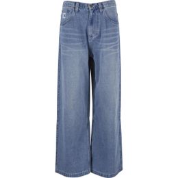 Bequeme Jeans Karl Kani "Karl Kani OG Aop Back Pocket Relaxed Baggy", Herren, Gr. 38, Normalgr&ouml;&szlig;en, medium blau, 64% Baumwolle, 19% Polyester, 17% Viskose, unifarben, Jeans