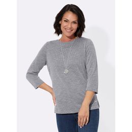 3/4-Arm-Shirt Casual Looks "3/4-Arm-Shirt", Damen, Gr. 42, grau (steingrau, ecru, gemustert), 53% Viskose, 42% Polyester, 5% Elasthan, gemustert, Shirts 3/4-Arm-Shirt