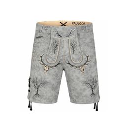 PAULGOS Lederhose Kurz Echtleder HK6 ANTIK in Mitternachtsgrau | Gr.: 48