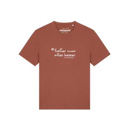 Watapparel Shirt 'Fr&uuml;her War Alles Besser' male Brown size L