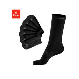 Sportsocken Bench., Herren, Gr. 43-46, schwarz (6x schwarz), Baumwollmischung, unifarben, elastisch, Socken Sportsocken, mit antibakterieller Feuchtigkeitsregulierung