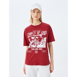 KOTON T-shirt Damen Gr&ouml;&szlig;e XS rot / wei&szlig;